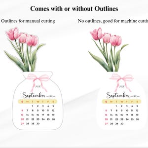 2026 Tulips Calendar,printable Flowers Desk Calendar PNG for Cricut Cut ...
