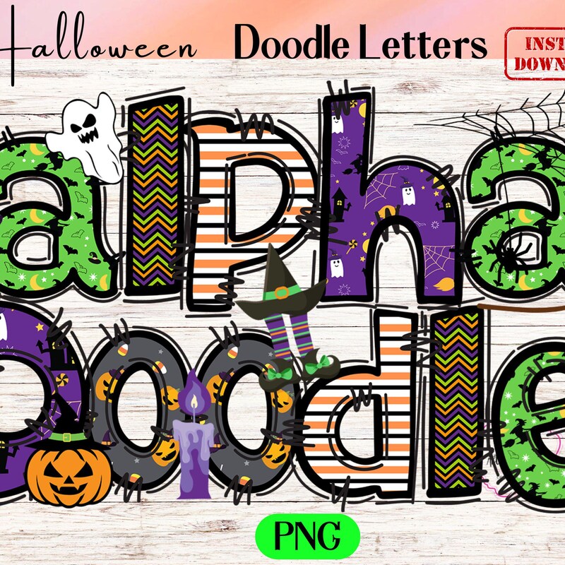 Halloween Doodle Alphabet - Etsy
