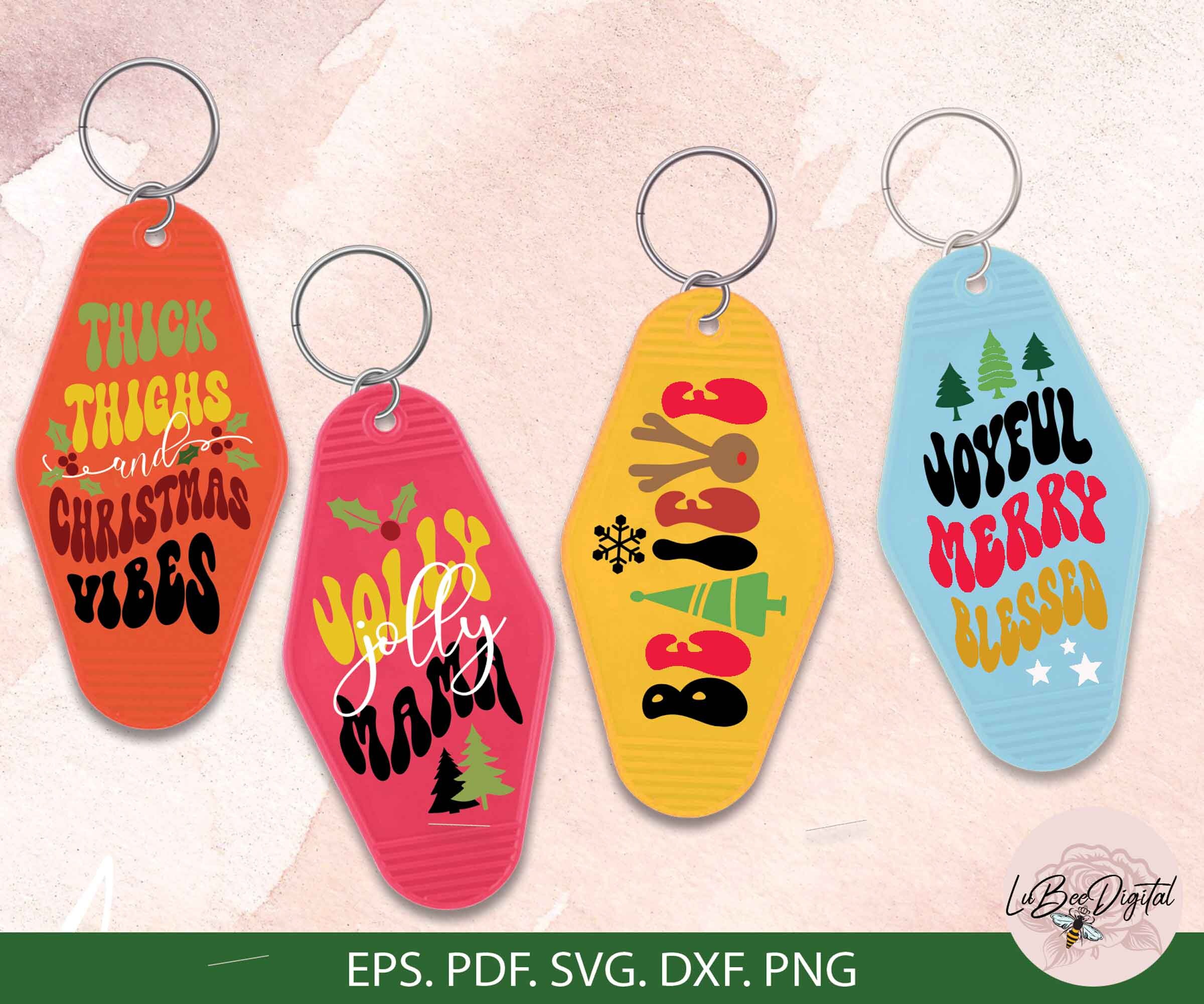 Christmas Motel Keychain Svg,retro Motel Keyring, Vintage Keychain ...