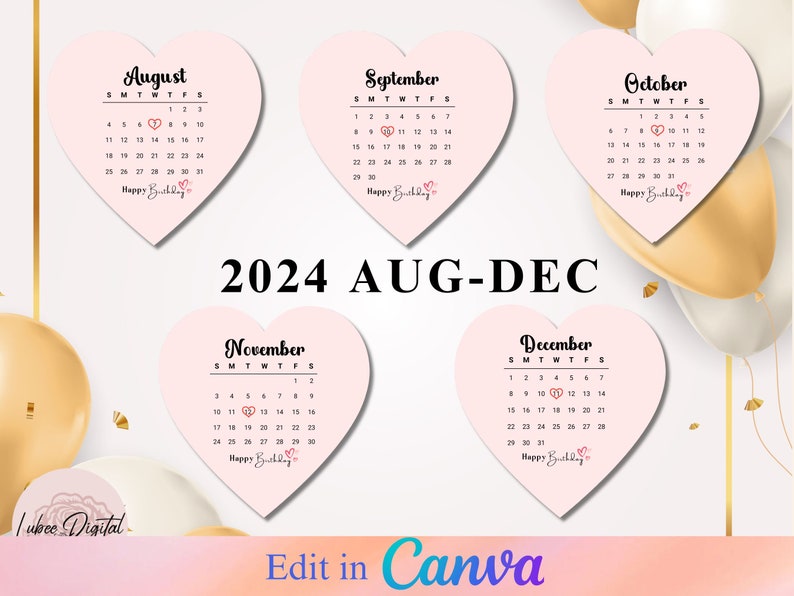 Canva Editable Heart Cake Calendar,burn Away Calendar Cake Topper ...