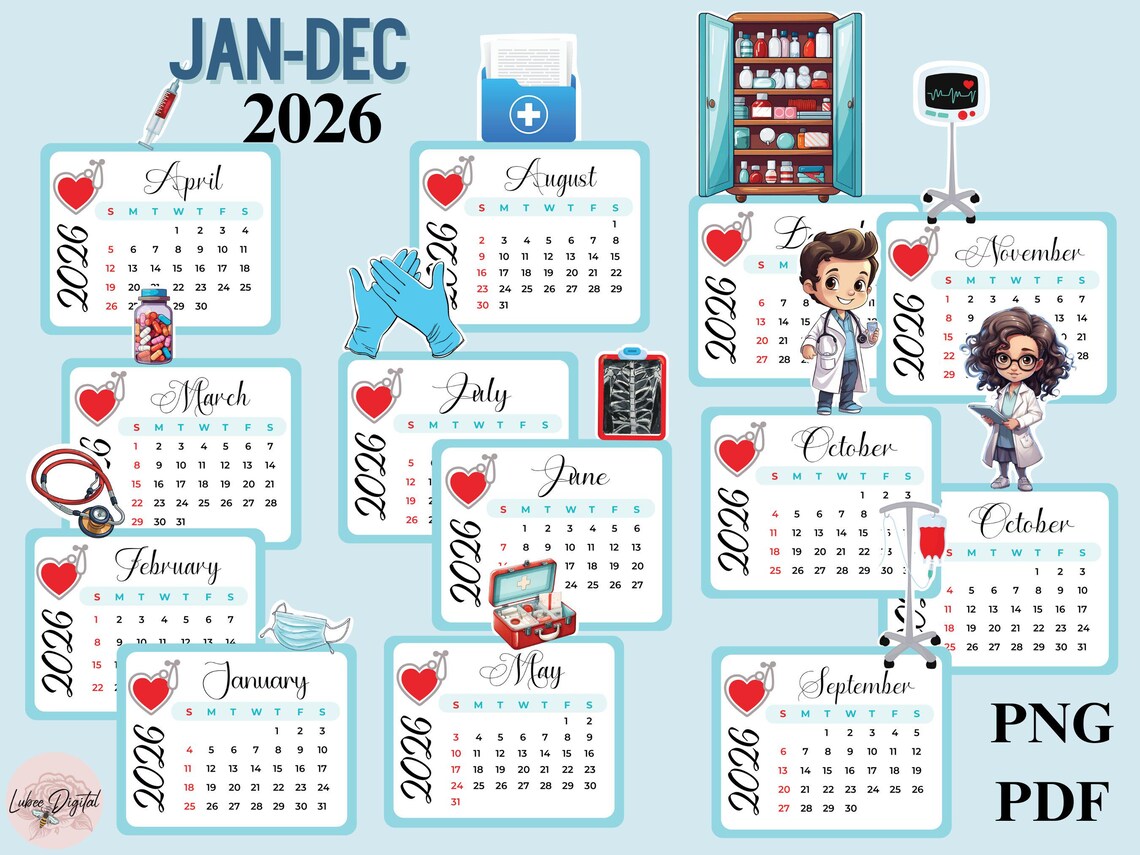 2025-2026 Desk Calendar, Doctor Calendar, Hospital Calendar, Medical ...