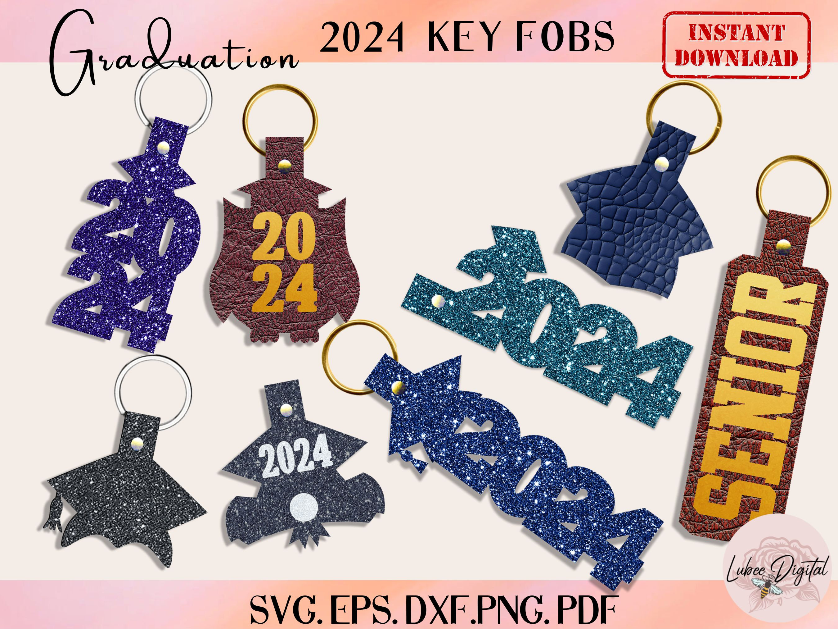 2024 Graduation Keychain Template SVG, Fob Template Design Cut,faux ...