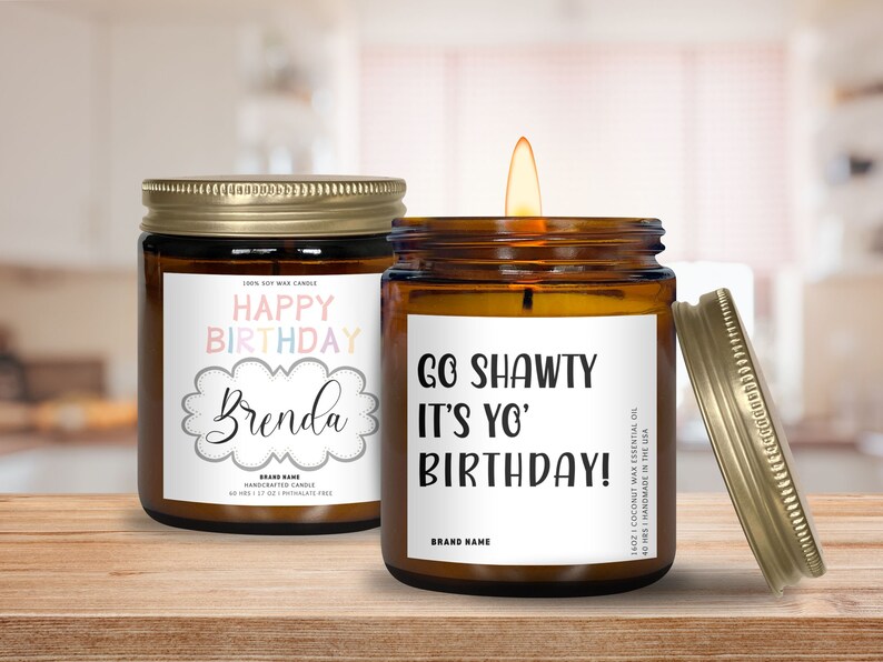 Happy Birthday Candle Label Canva Template,editable Candle Labels ...
