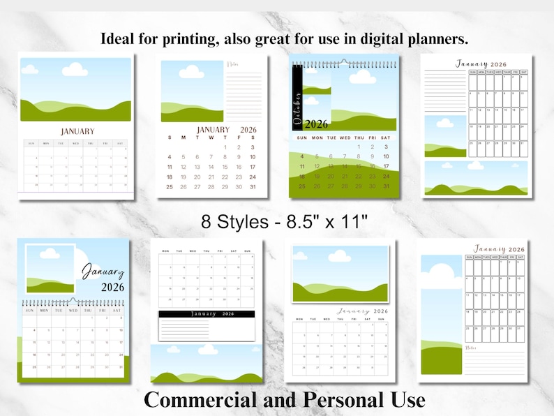2025-2026 Calendar Template Bundle,photo Yearly Calendar,wall Calendar ...