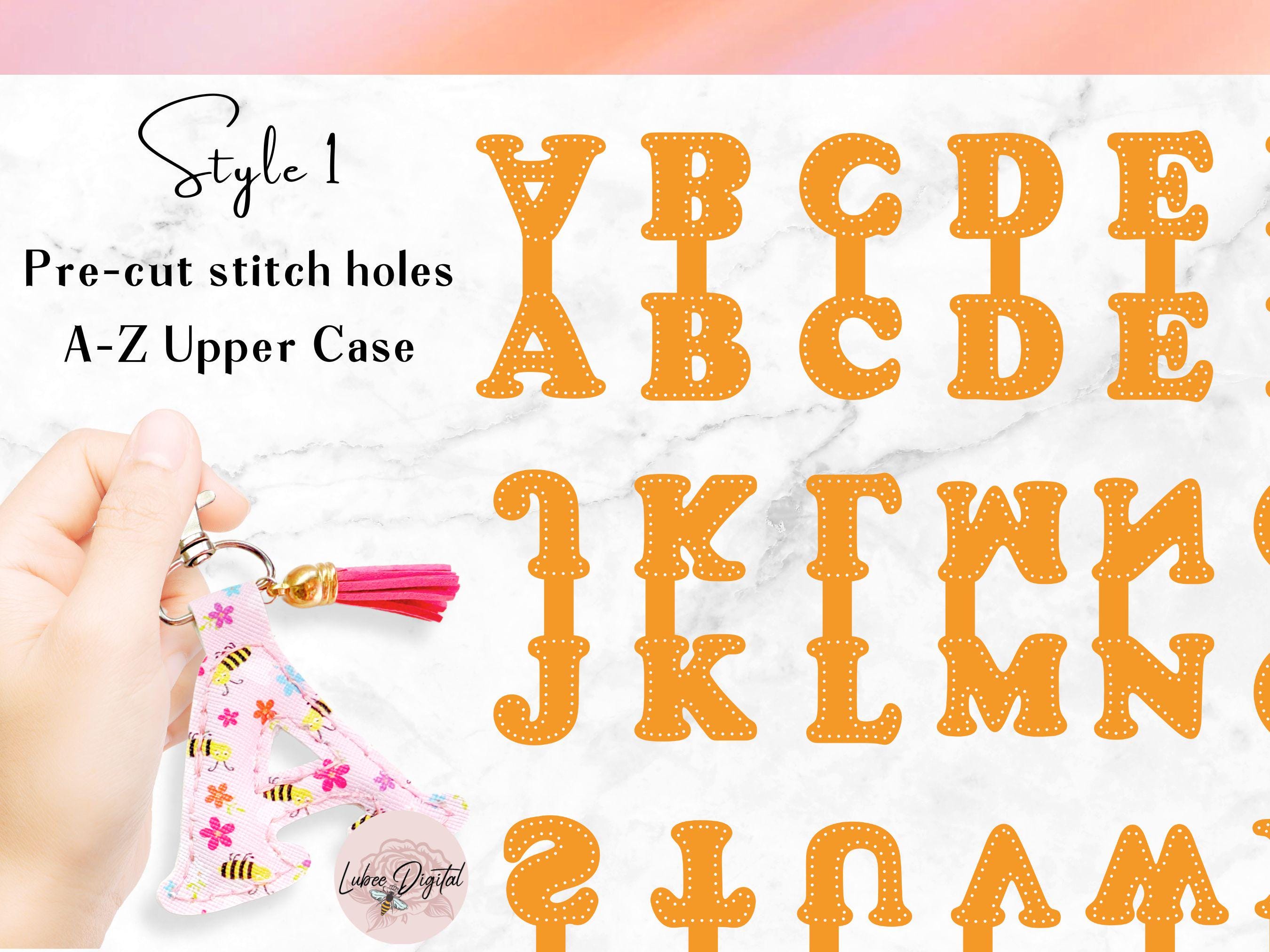 Retro Alphabet Key Fob Template,faux Leather Monogram Keychain Template ...