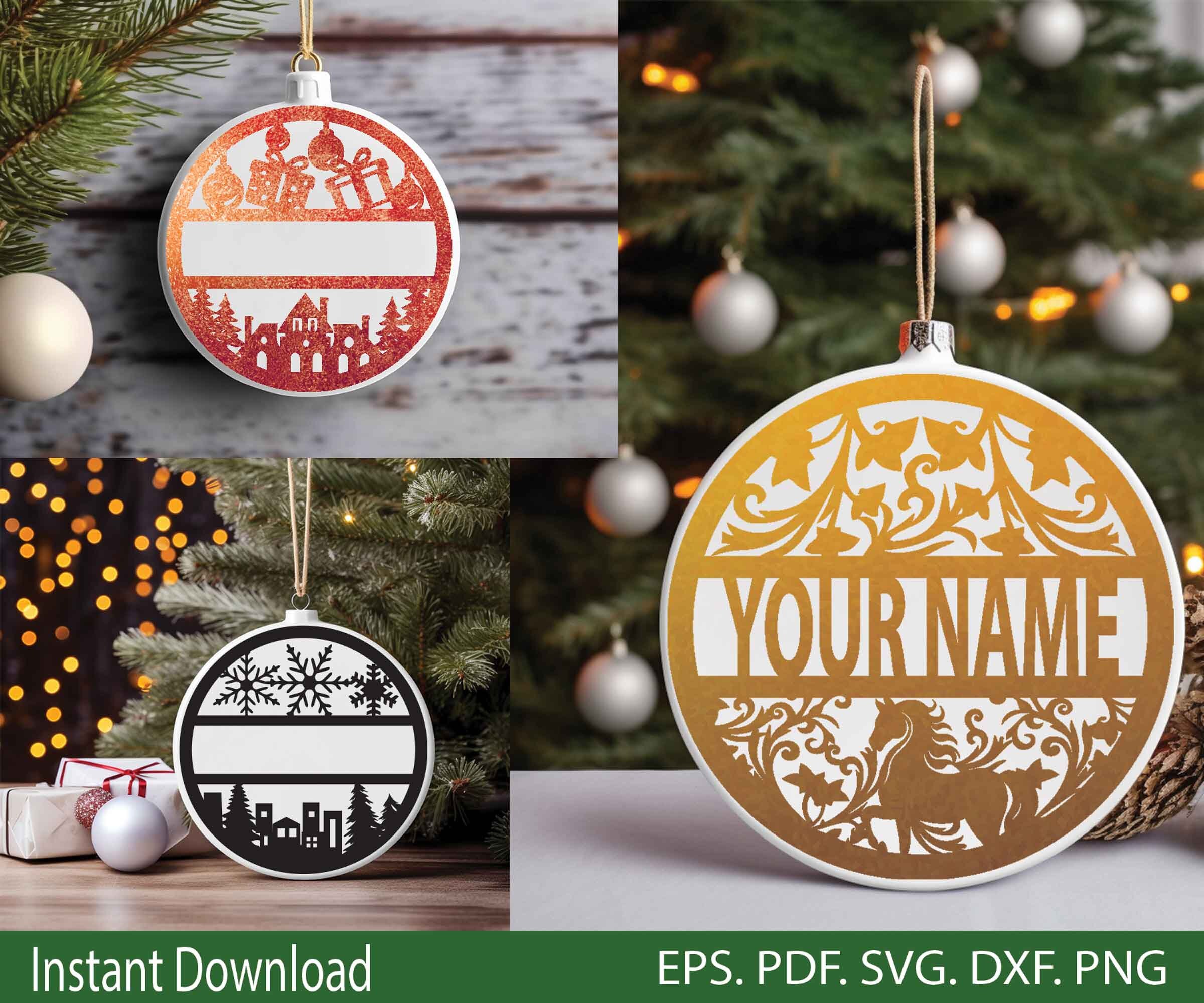 Christmas Personalized Ornament,svg Christmas Monogram Laser Cut,custom ...