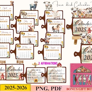 Farm Animal Monthly Calendar2026, Printable Mini Calendar & DIY ...