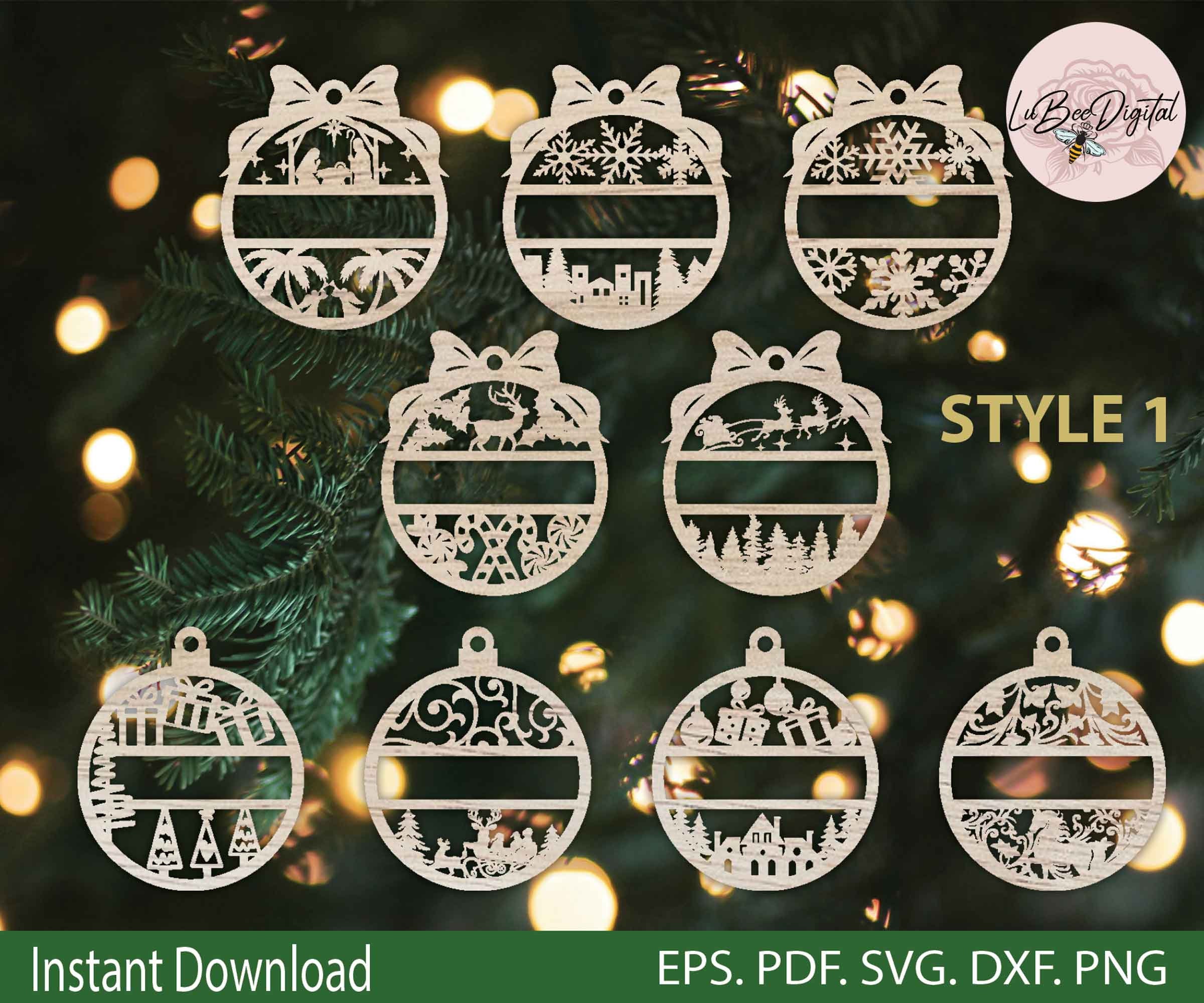 Christmas Personalized Ornament,svg Christmas Monogram Laser Cut,custom ...