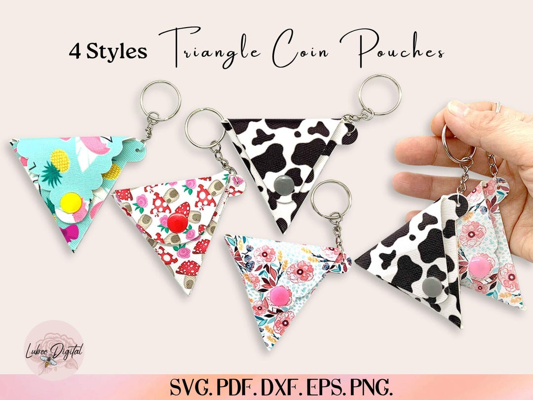 Triangle Coin Purse Template, Faux Leather Coin Wallet Key Fob,no-sew ...