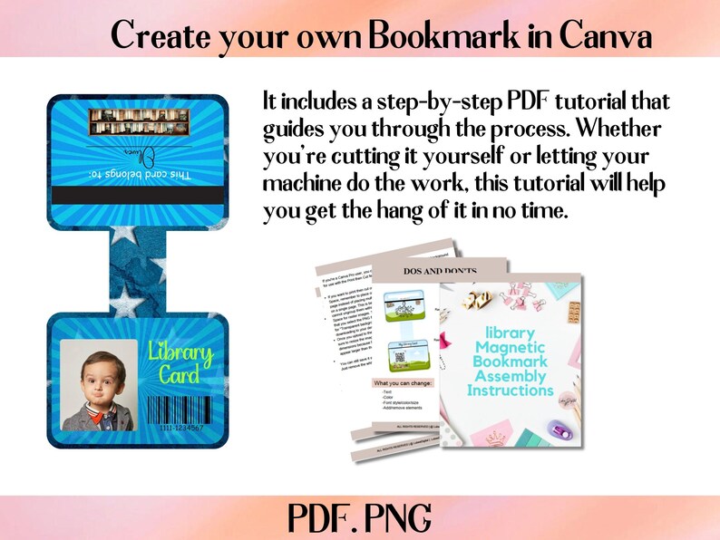 Printable Magnetic Bookmark,make Your Own CANVA Bookmark Template,drag ...
