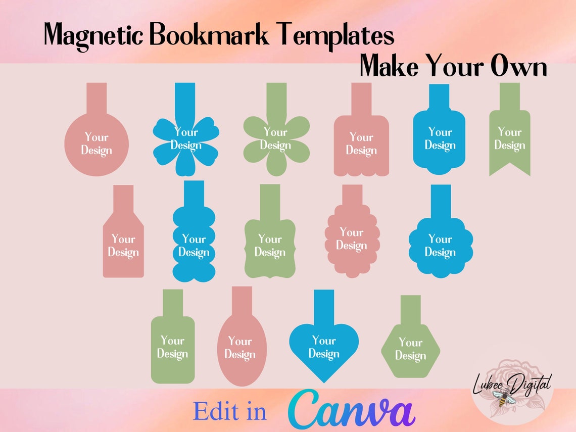 Canva Magnetic Bookmark,make Your Own CANVA Bookmark Template,editable ...