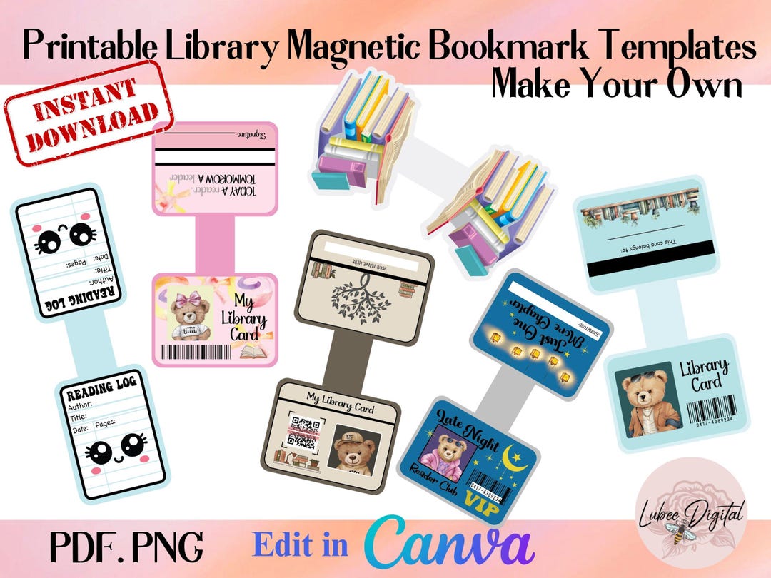 Printable Magnetic Bookmark,make Your Own CANVA Bookmark Template,drag ...