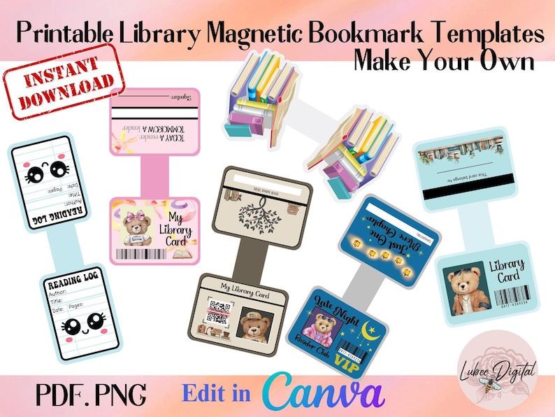 Printable Magnetic Bookmark,make Your Own CANVA Bookmark Template,drag and Drop Bookmark ...