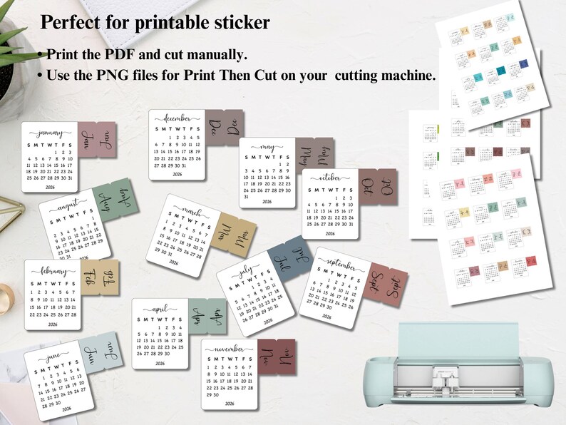 2026 Mini Tab Calendar Stickers,index Monthly Sticker for Planner ...