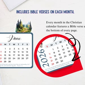 2025-2026 Desk Monthly Christian Calendar,bible Verse Mini Printable ...