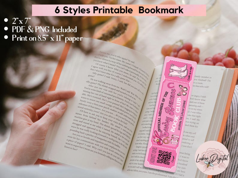 Printable Book Club Bookmark,book Ticket Bookmark,laminated Bookmark ...