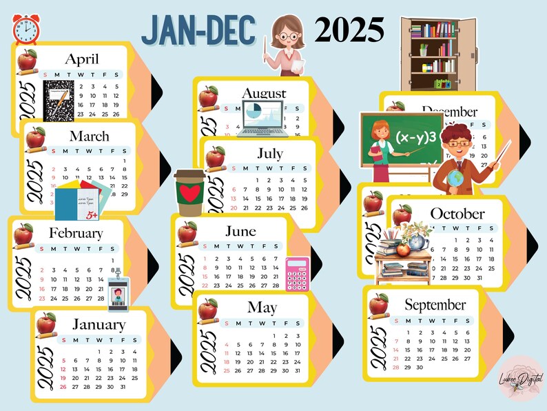 2025-2026 Desk Teacher Calendar Printable Calendar,school Calendar ...