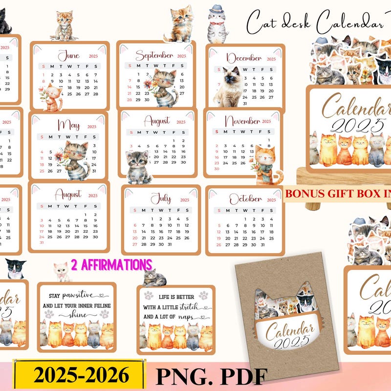 Cat Stacked Calendar - Etsy UK