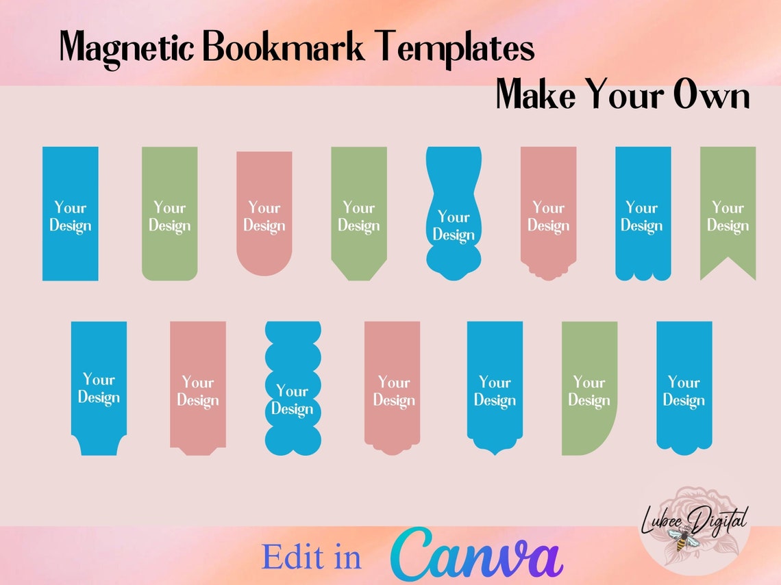Canva Magnetic Bookmark,make Your Own CANVA Bookmark Template,editable ...