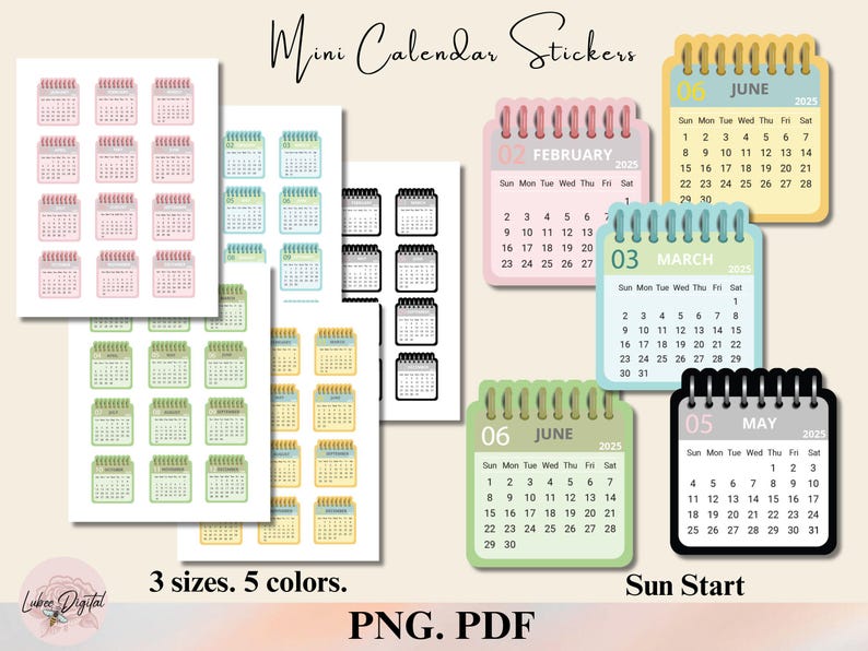 Mini Calendar Stickers PNG Stickers,small Monthly Calendar Printable ...
