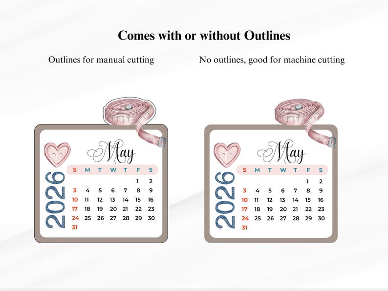 2026 Sewing Desk Calendar,printable Needlework Calendar PNG File for ...