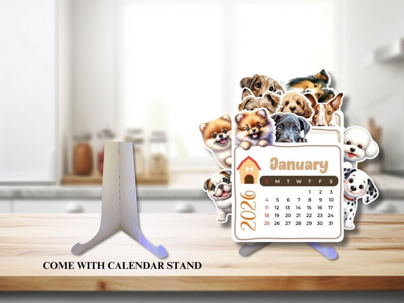 2026 Peeking Dog Desk Calendar | Peekaboo Pup Printable | Puppy Planner ...