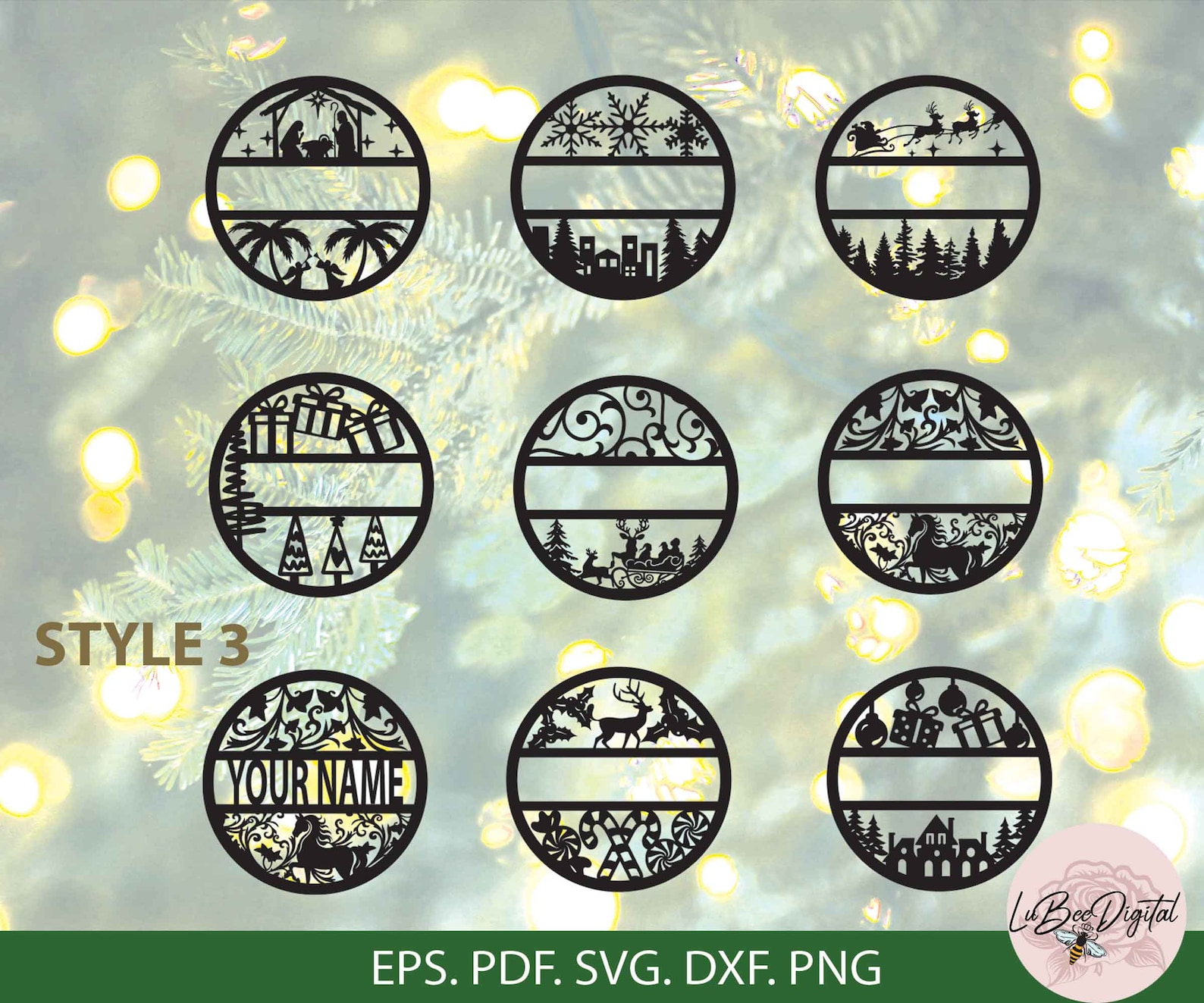 Christmas Personalized Ornament,svg Christmas Monogram Laser Cut,custom ...