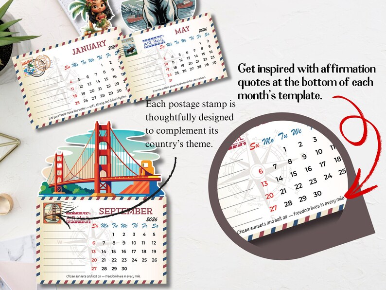 Travel Calendar 2026,america Road Trip Calendar,printable Travel Desk ...