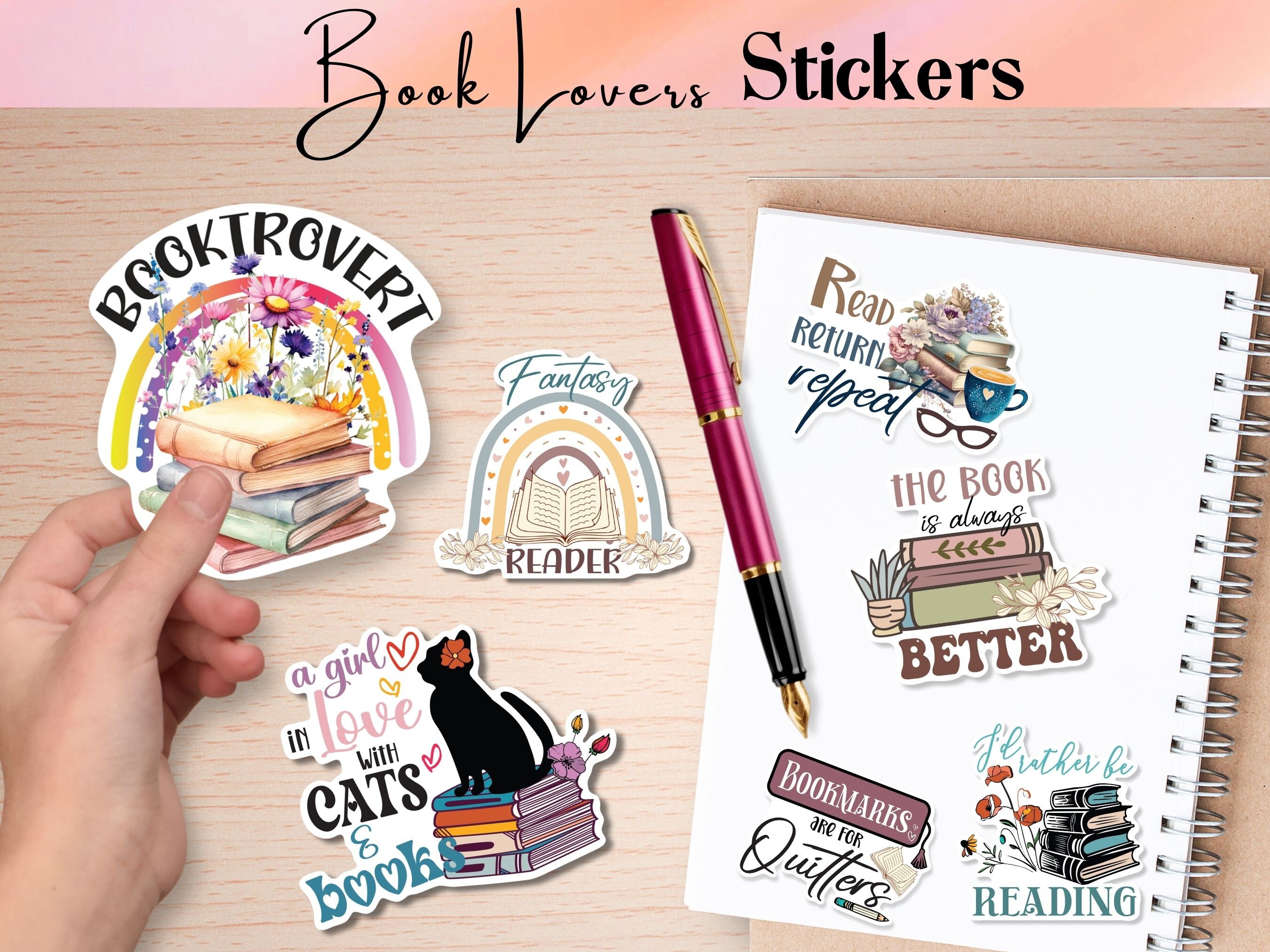 Printable Book Lover Stickers PNG Stickers,book Lover Book Reader ...