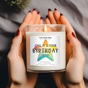 Happy Birthday Candle Label Canva Template,editable Candle Labels ...