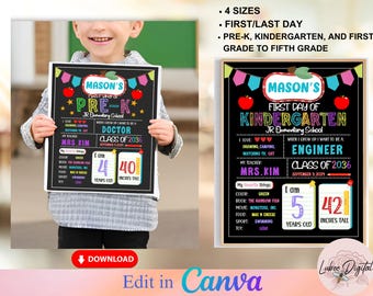 First Day of School Sign EASY DIY Canva Template Editable 1st Day Back ...