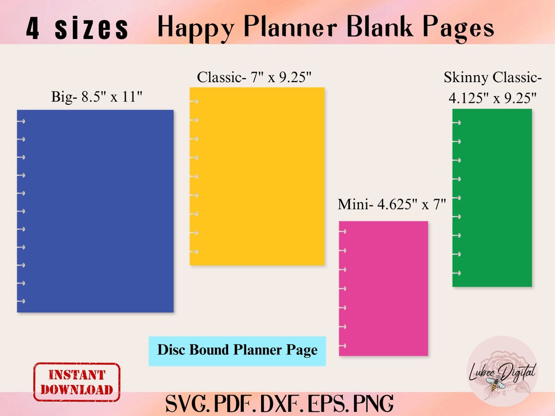 4 Sizes Happy Planner Disc Bound Insert Page Template,classic Happy ...