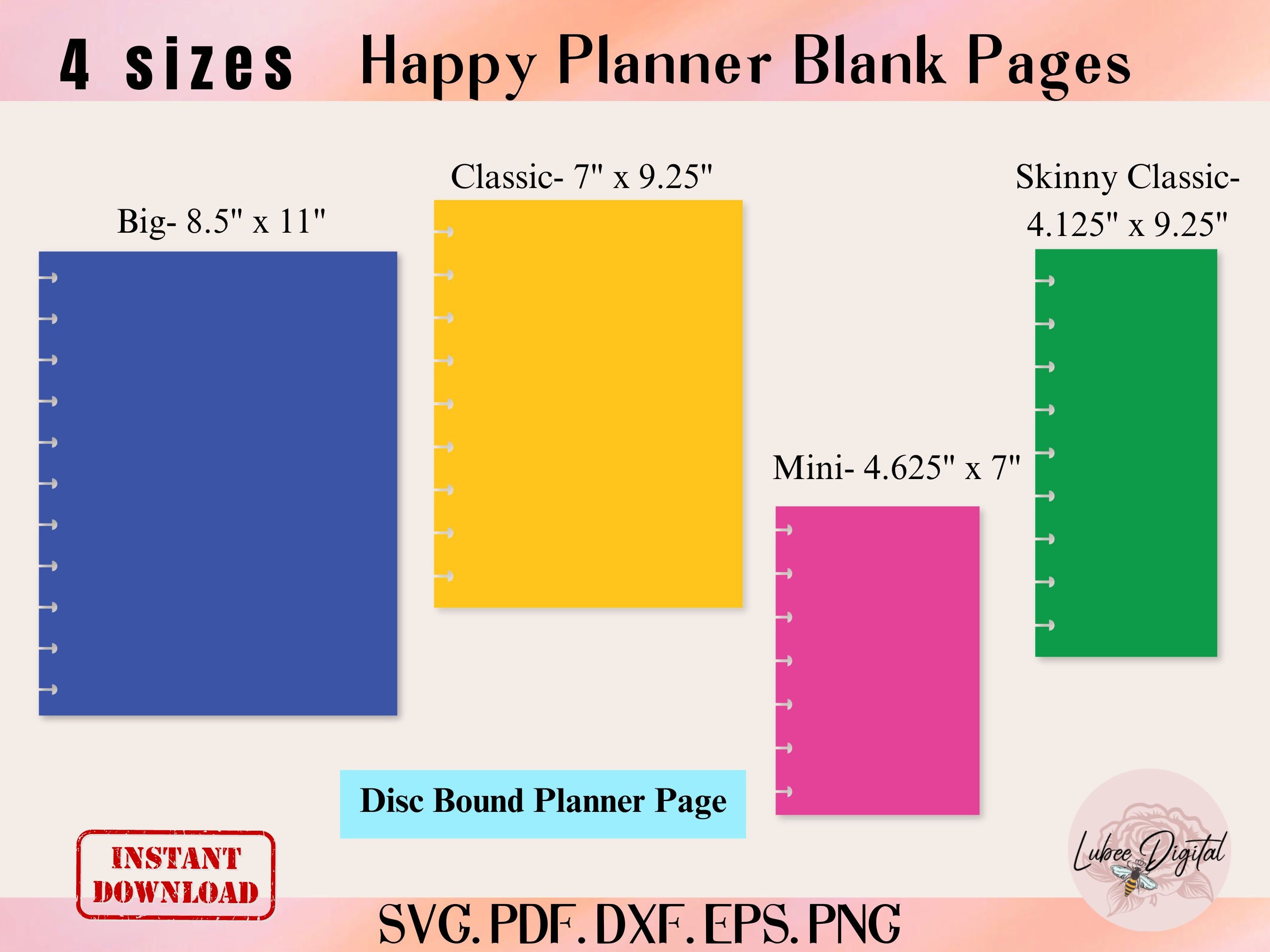 4 Sizes Happy Planner Disc Bound Insert Page Template,classic Happy ...