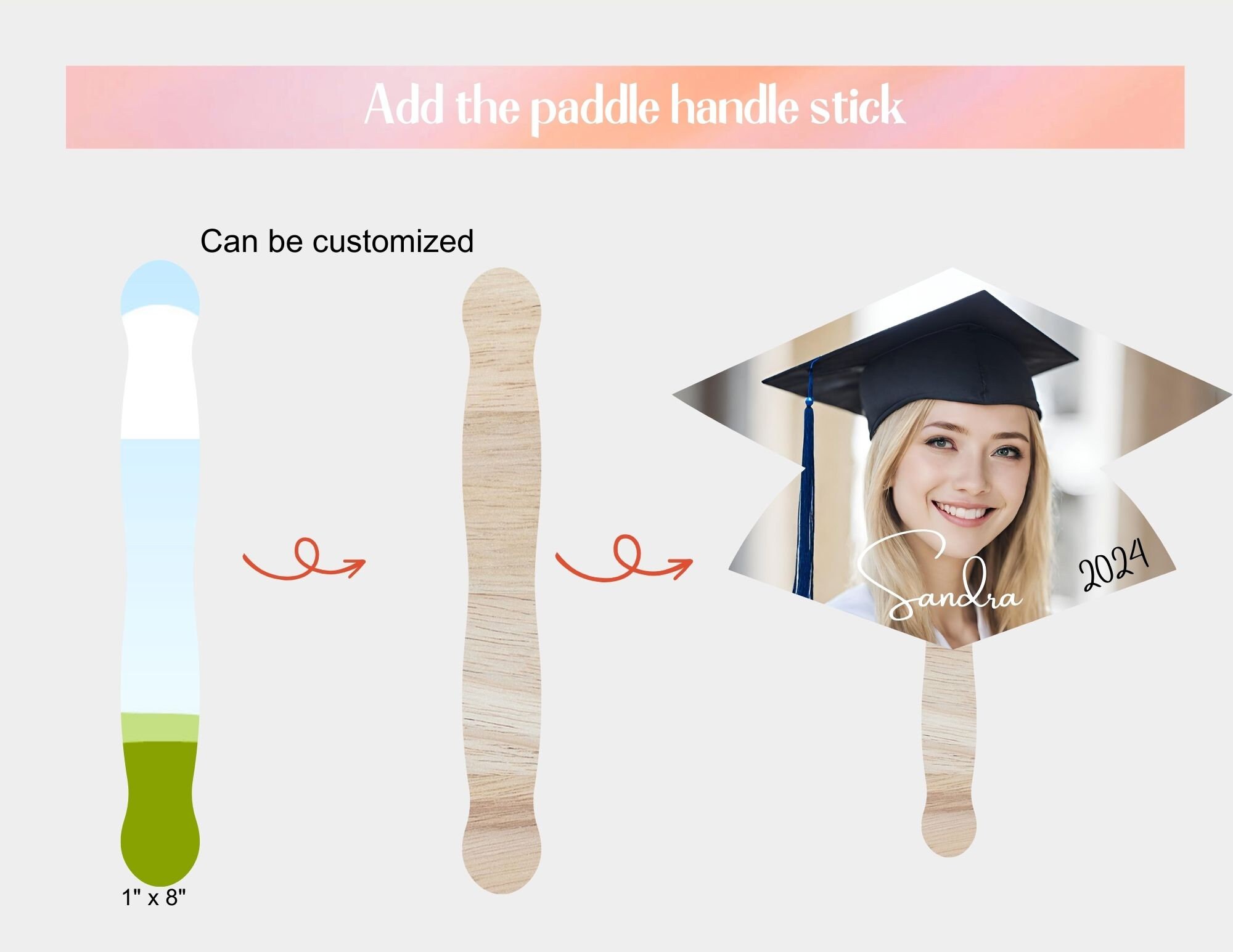 Graduation Fan Template, Canva Graduation Paddle Fan, Graduation Fan ...
