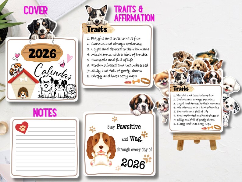 2026 Peeking Dog Desk Calendar | Peekaboo Pup Printable | Puppy Planner ...