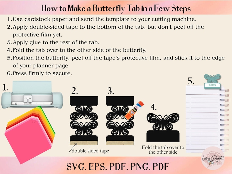 Butterfly Divider Tab Template,editable Folder Tabs,journal Tabs ...