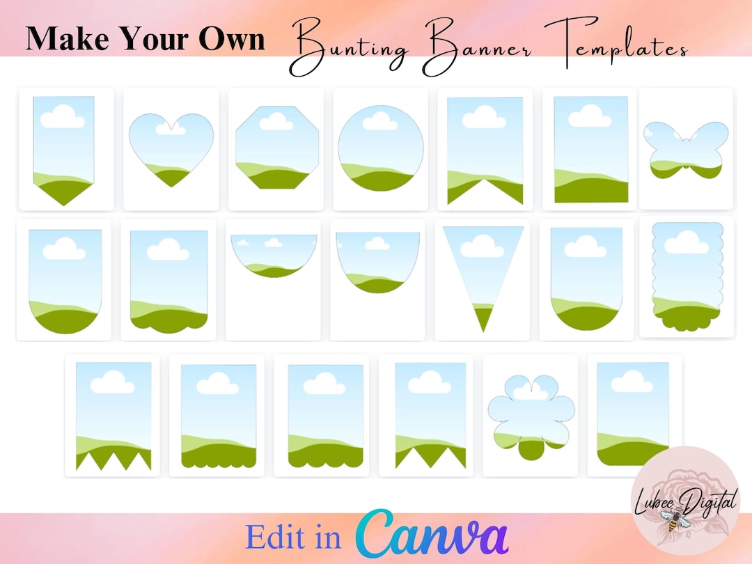 Canva Editable Bunting Shapes Frames,banner Frames Template,banner Flag Template,editable ...