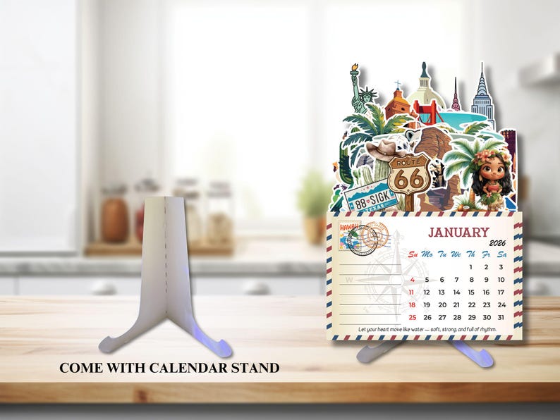 Travel Calendar 2026,america Road Trip Calendar,printable Travel Desk ...