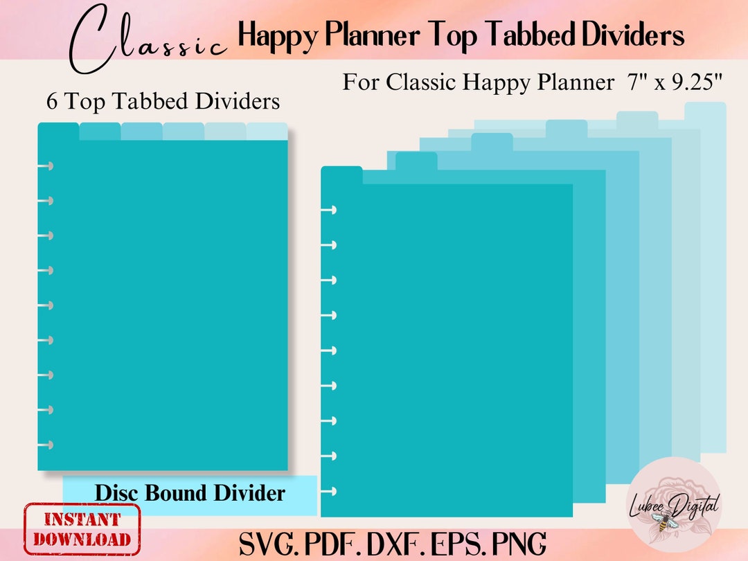 Classic Happy Planner Disc Bound Divider Template,binder Dividers Cut ...