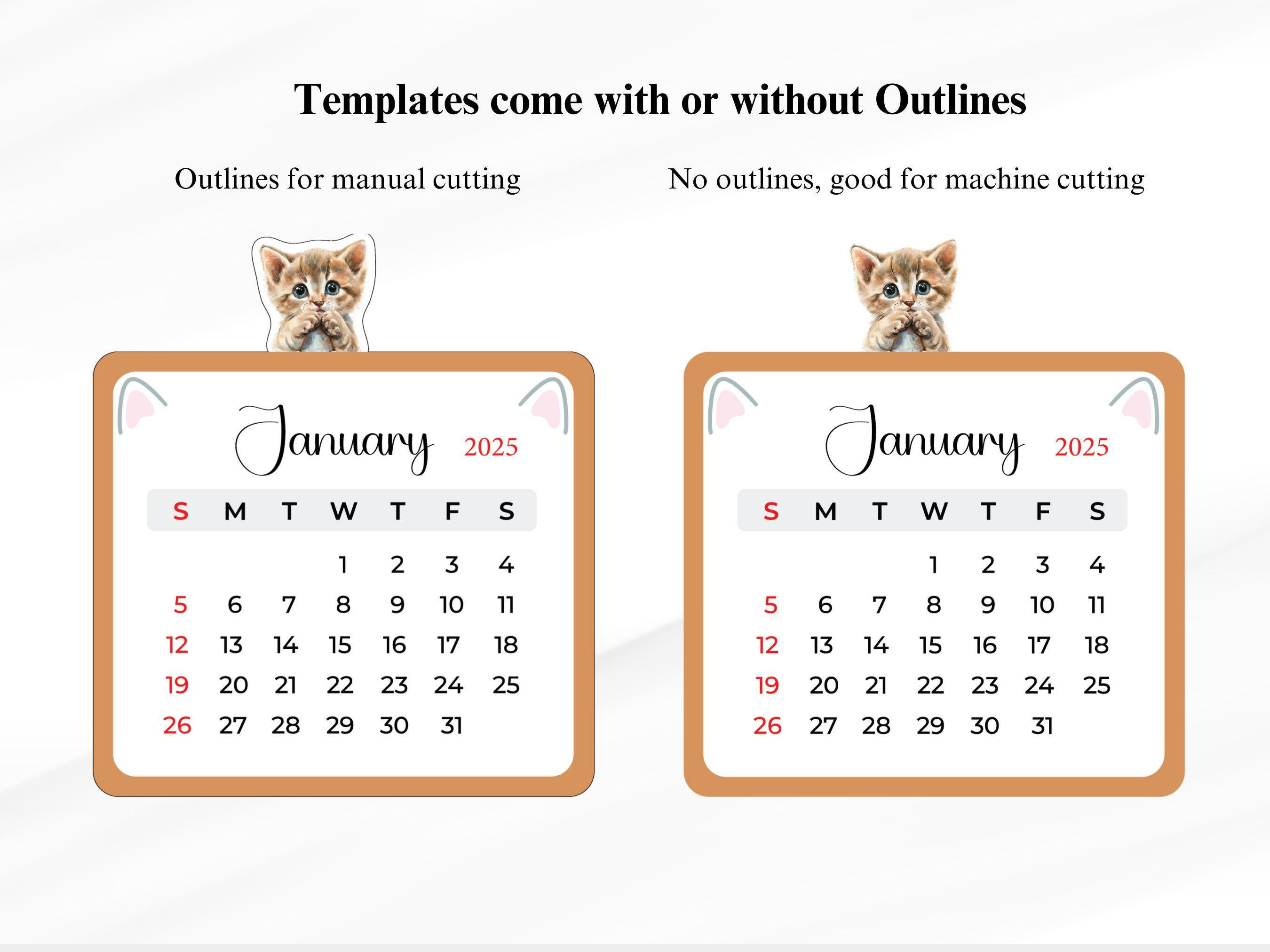 Cat Calendar 2025-2026, Printable Mini Calendar & DIY Pet Calendar ...