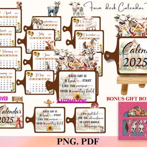 Farm Animal Monthly Calendar 2025, Printable Mini Calendar & DIY ...