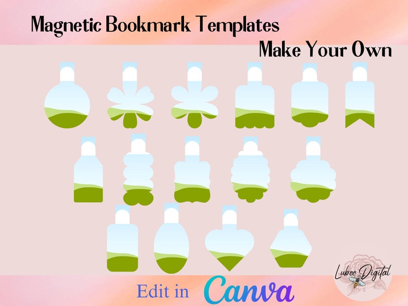 Canva Magnetic Bookmark,make Your Own CANVA Bookmark Template,editable ...