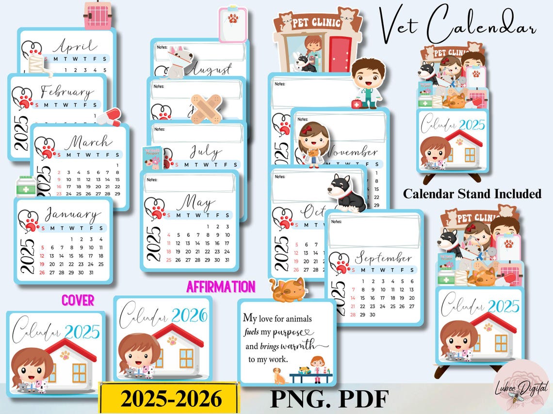 Veterinarian Desk Calendar, Vet Calendar, Animal Doctor Calendar ...