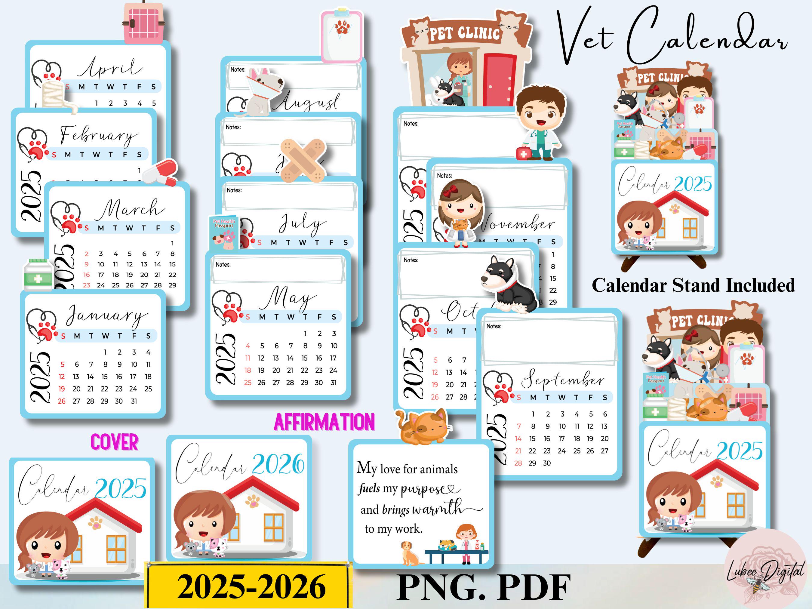 Veterinarian Desk Calendar, Vet Calendar, Animal Doctor Calendar ...