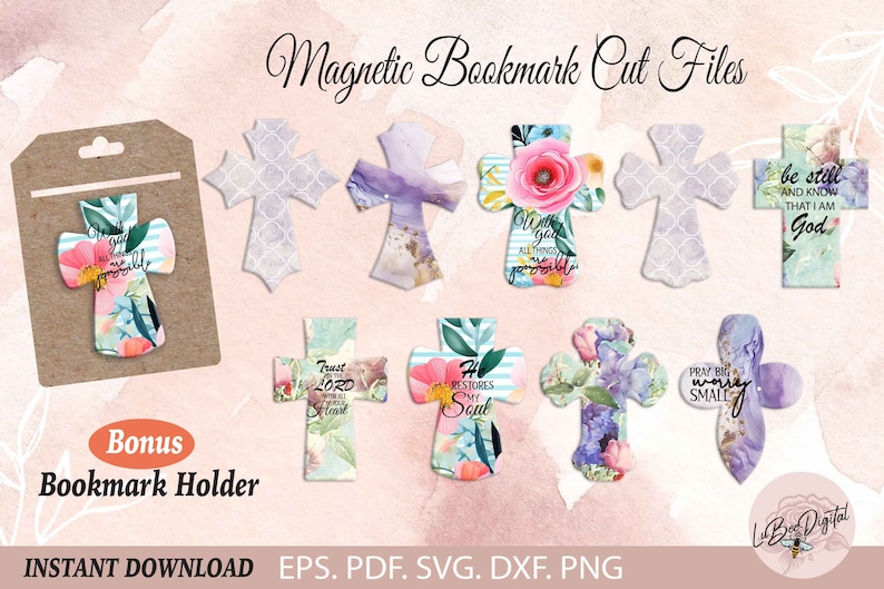 Magnetic Cross Bookmark Svg,page Keeper Template,batptism Bookmark ...