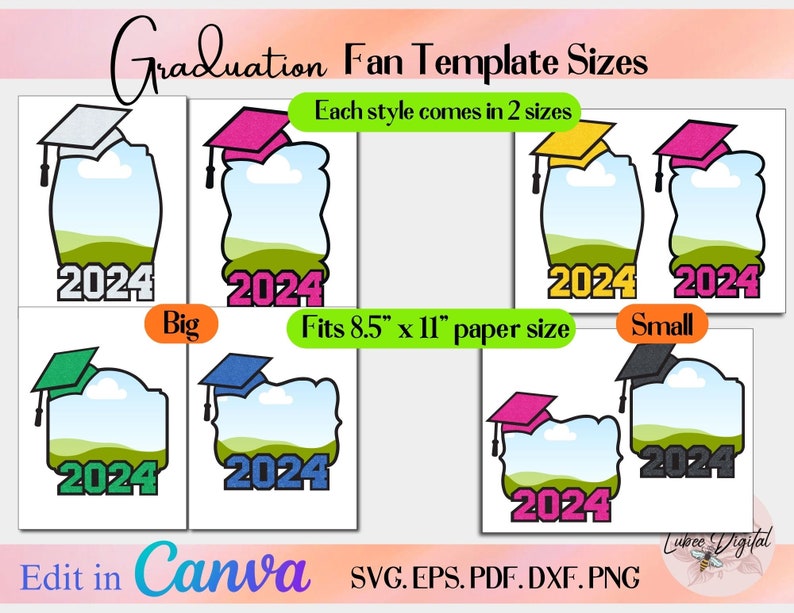 Graduation Fan Template, Canva Graduation Paddle Fan, Graduation Fan ...