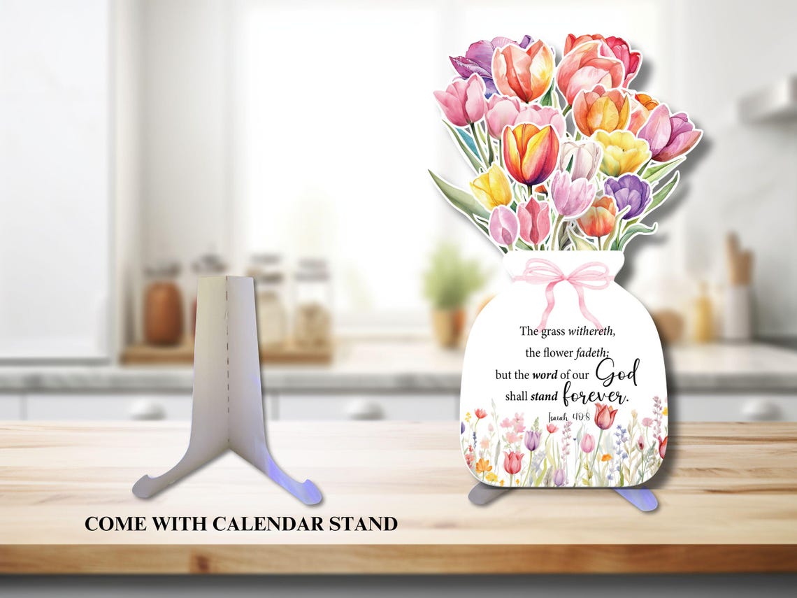 2026 Tulips Calendar,printable Flowers Desk Calendar PNG for Cricut Cut ...