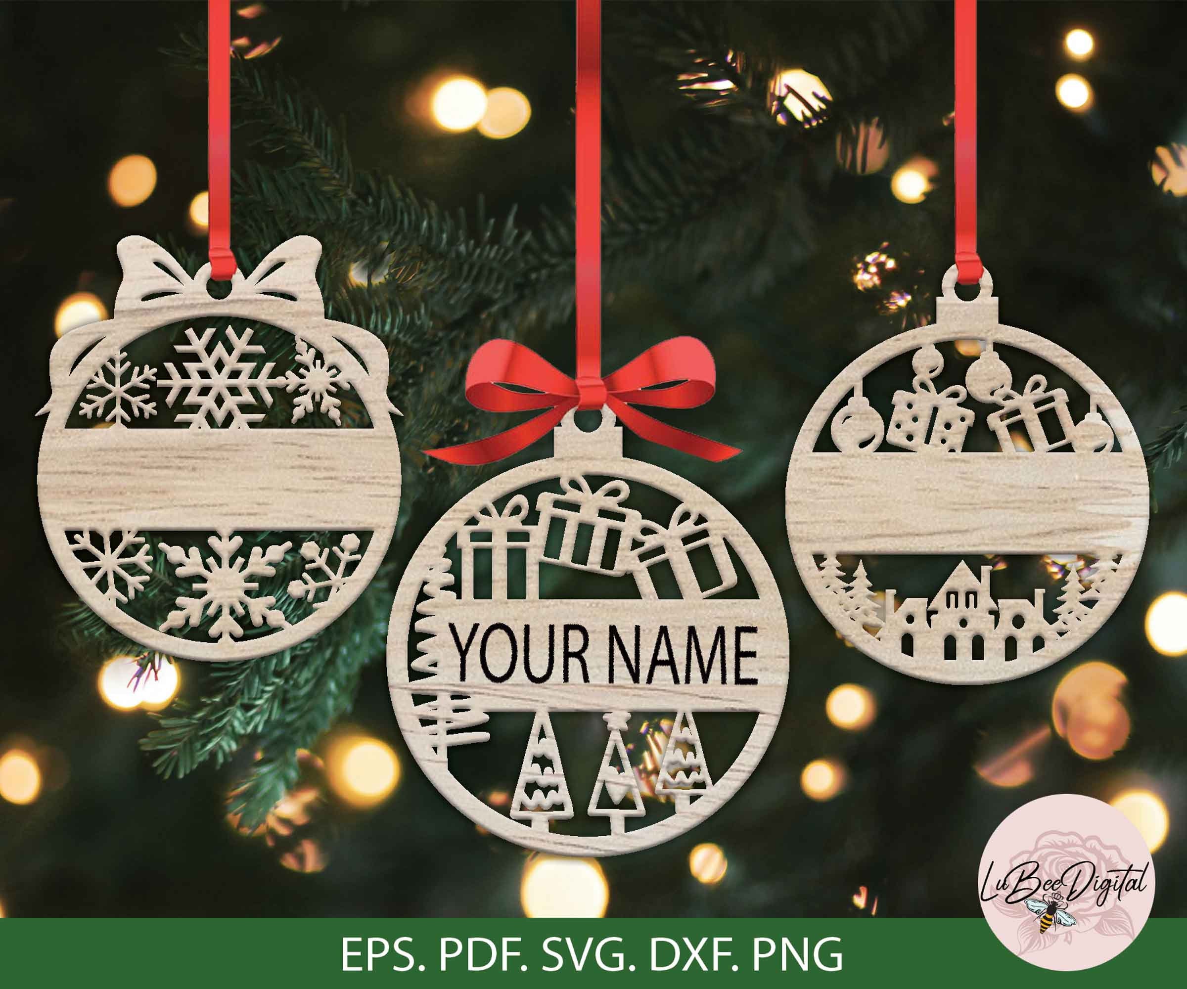 Christmas Personalized Ornament,svg Christmas Monogram Laser Cut,custom ...