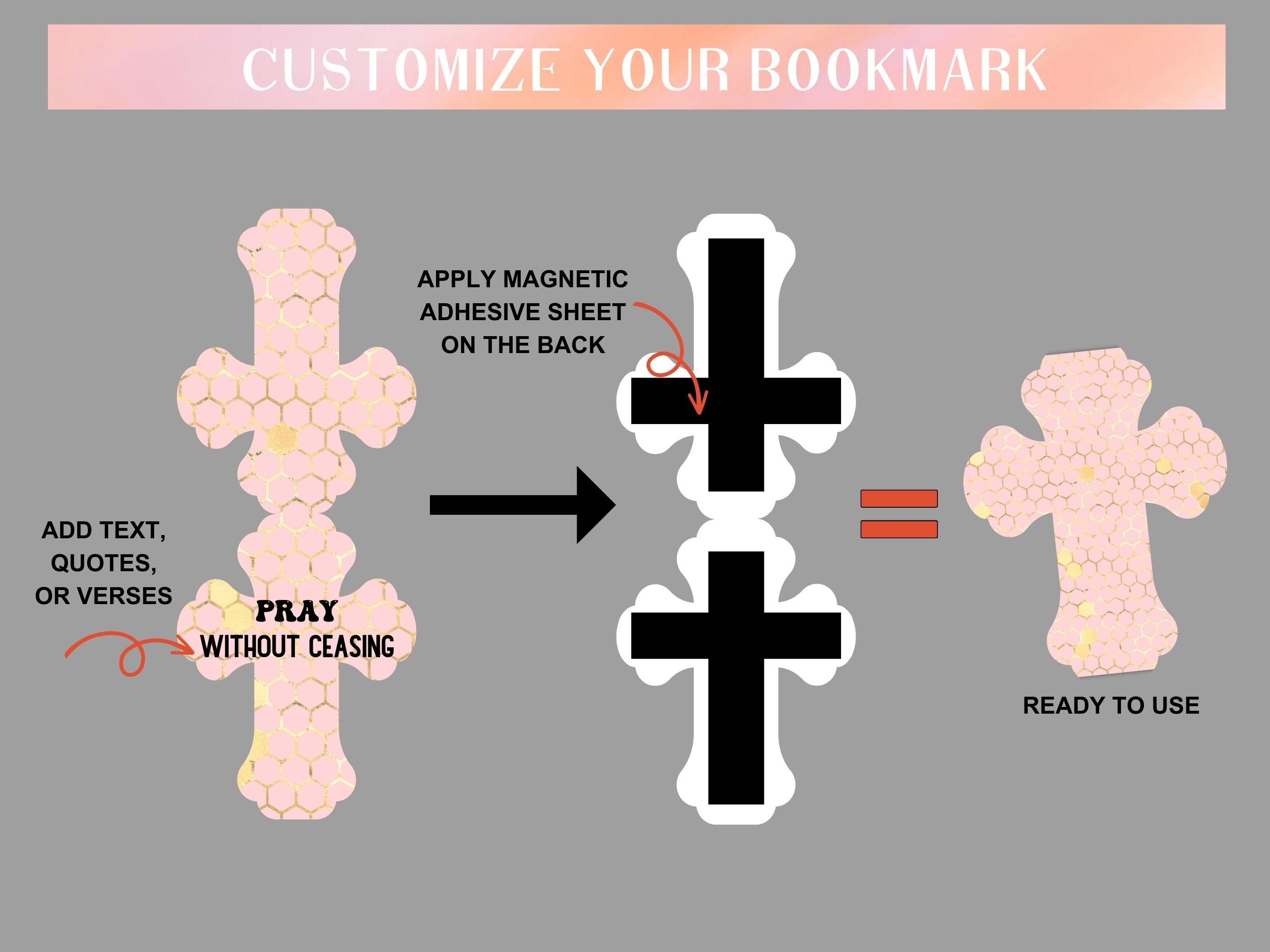 Canva Magnetic Cross Bookmark,make Your Own CANVA Bookmark Template ...