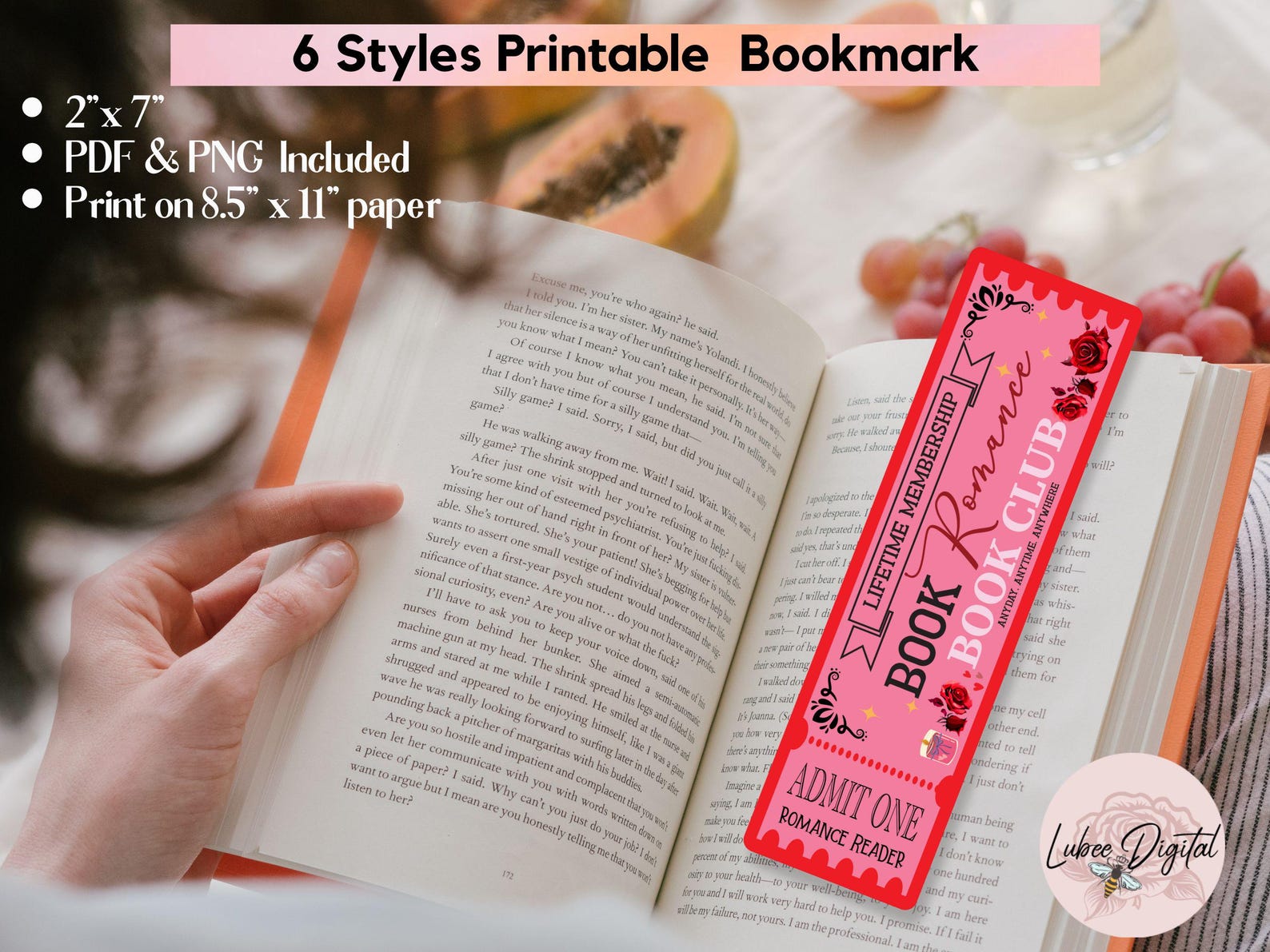 Printable Book Club Bookmark,book Ticket Bookmark,laminated Bookmark ...